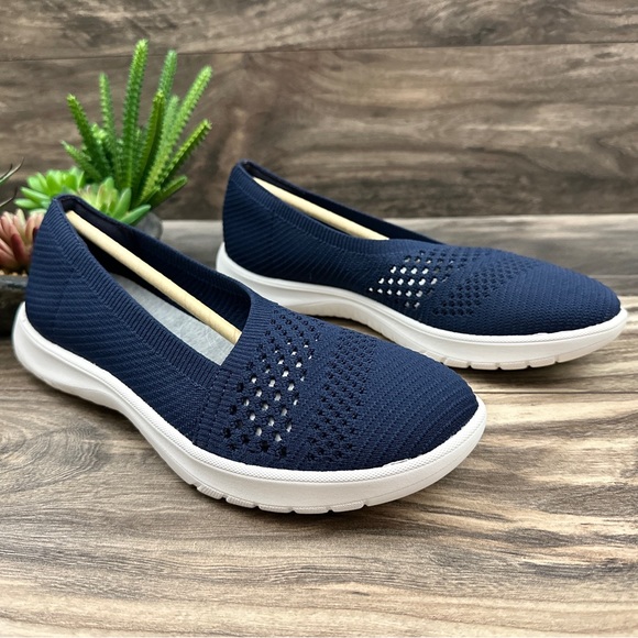 Clarks | Shoes | Nib Clarks Cloudsteppers 8w Wide Adella Moon Knit Slip ...